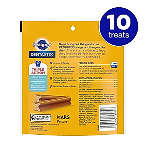PEDIGREE DENTASTIX Small/Medium Dog Dental Treats Original Flavor Dental Bones, 5.57 Oz - 10 Count (Pack of 7)