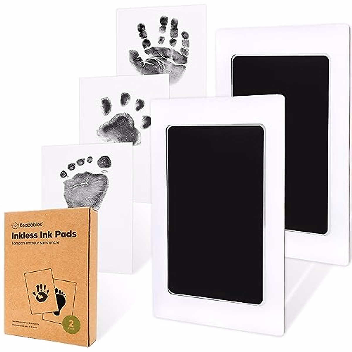 2-Pack Inkless Hand and Footprint Kit - Ink Pad for Baby Hand and Footprints - Dog Paw Print Kit,Dog Nose Print Kit - Baby Footprint Kit, Clean Touch Baby Foot Printing Kit, Handprint Kit (Jet Black)