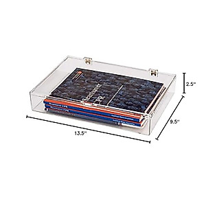 Pioneer Plastics 700C Clear Rectangular Plastic Container with Snap Closure Lid, 13.125" W x 9.1875" D x 2" H, Pack of 4