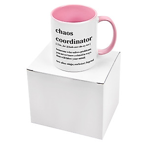Cabtnca Chaos Coordinator Mug, 11Oz, Porcelain, Coffee Mug for Women Boss Teacher, Funny Work Gifts, Handmade, Microwave Safe, Dishwasher Safe