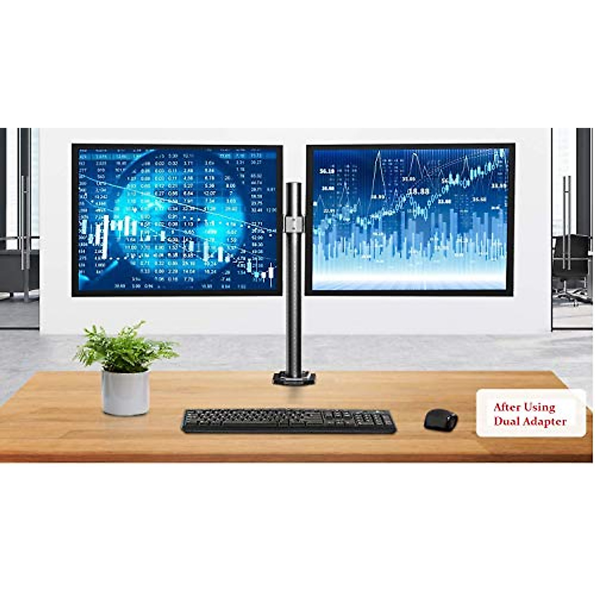 Mount Plus MP-XMA-12 Single to Dual Monitor Adapter | Dual VESA Bracket Adapter | Horizontal Assembly Mount for 2 Monitor Screens up to 27 inche (Double Monitor Adapter)