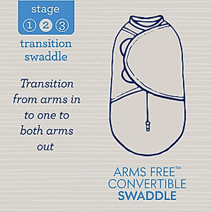SwaddleMe Arms Free Convertible Swaddle – Size Large, 3-6 Months, 1-Pack (Chambray Stripe)