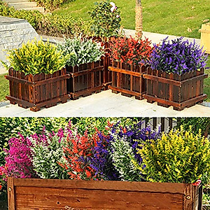 RECUTMS 8 Bundles Artificial Flowers Fake Outdoor Plants Faux UV Resistant Lavender Flower Plastic Shrubs Indoor Outside Hanging Decorations (Fuchsia)