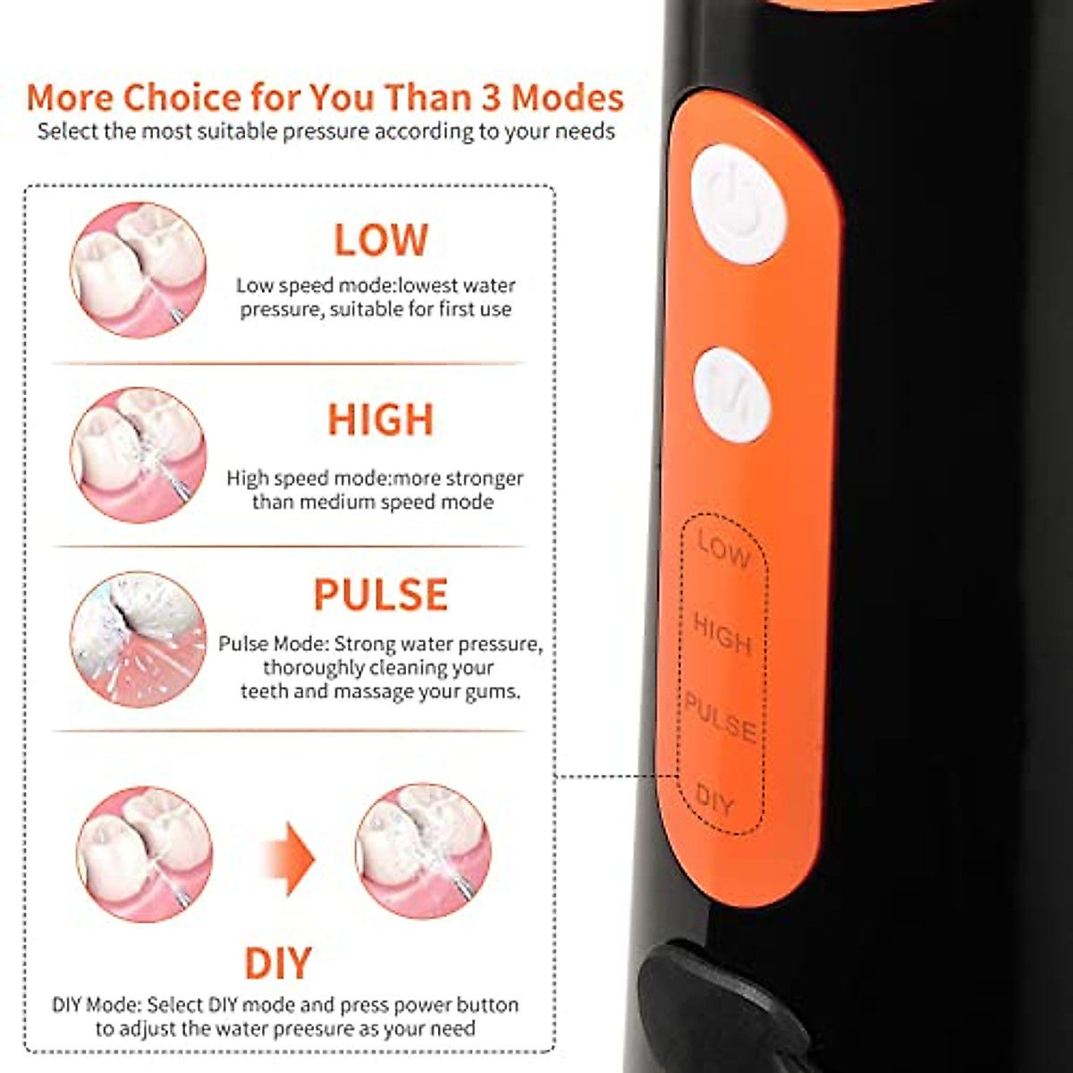 Water Flosser Cordless Teeth Cleaner, Portable Rechargeable IPX7 Waterproof Water Flossers for Teeth with 4 Modes 5 Jet Tips, Dental Oral Irrigator for Home & Travel - 300ML Detachable Water Tank.