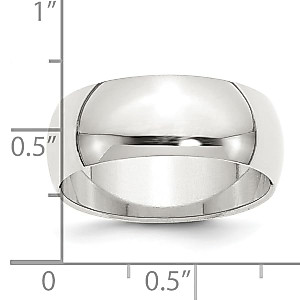 IceCarats 925 Sterling Silver 8mm Half Round Plain Classic Wedding Band Ring Size 7.00