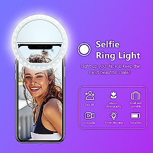 Whellen Selfie Ring Light with 36 LED for Phone/Tablet/iPad Camera [UL Certified] Portable Clip-on Fill Round Shape Light-White