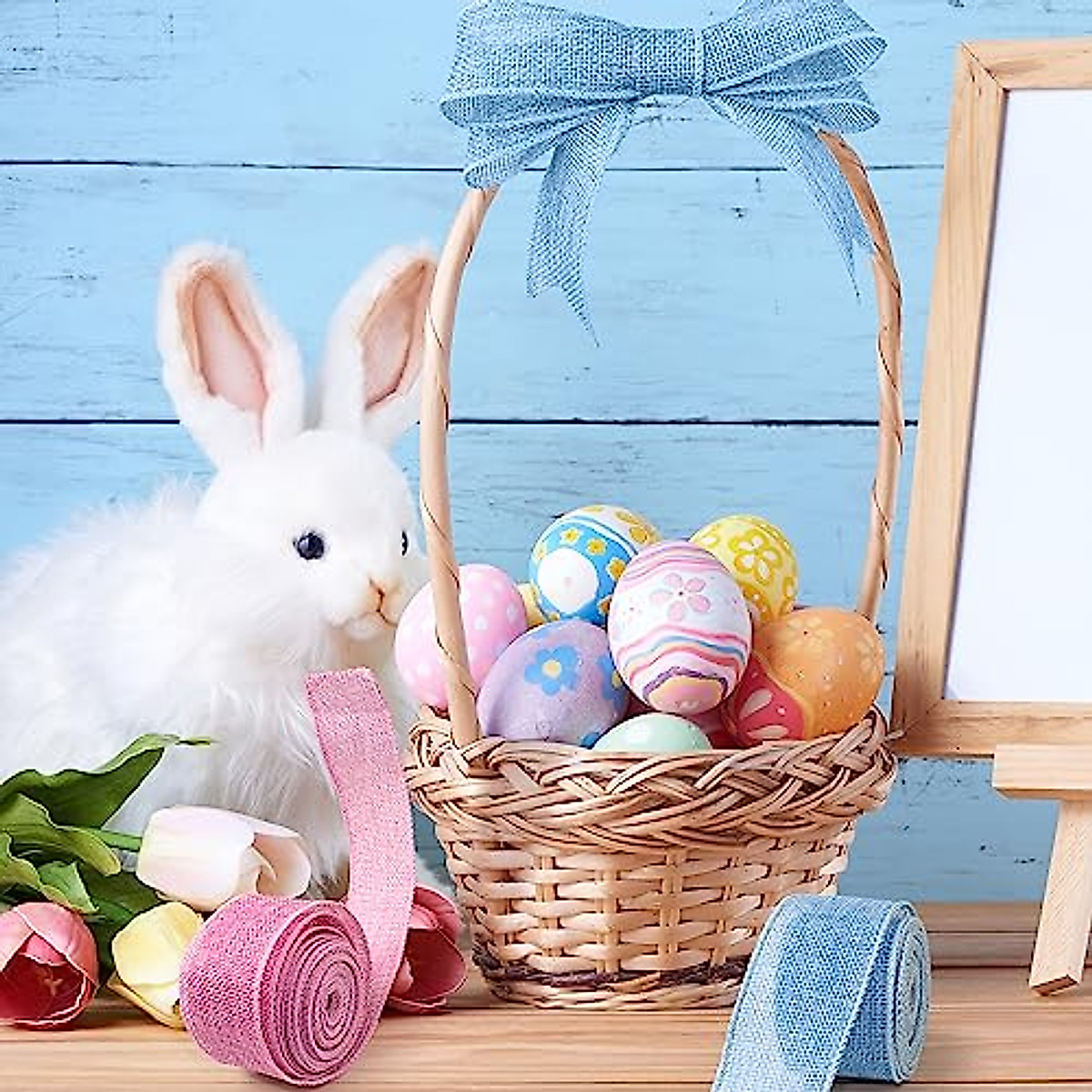 Mlurcu Burlap Ribbon Wired Ribbon 1-1/2 Inch Wide Burlap Wired Ribbon 6 Rolls 30 Yards Solid Fabric Metal Wire Edge Ribbon for Crafts Gift Wrapping Wreaths Bows Making Easter Christmas Decorations