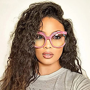 VOOGLAM Oversized Red Square Eyeglasses Glasses for Women with Clear Lens Fredia OX739865-05