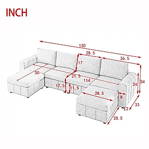 FANCUF Upholstered Modular Sofa, L Shaped Sectional Sofa for Living Room Apartment(4-Seater with Ottoman)