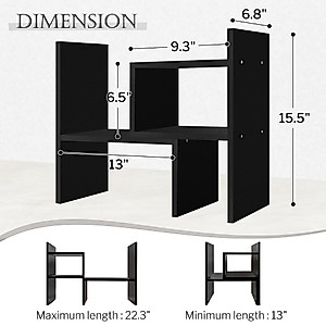 Jerry & Maggie - Desktop Organizer Office Storage Rack Adjustable Wood Display Shelf | Birthday Gifts - Toy - Home Decor | - Free Style Rotation Display - True Natural Stand Shelf Black