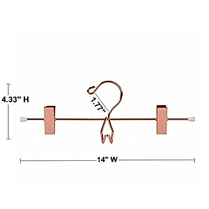 HUMIA 14 Inch Rose Gold Add-on Metal Pant Skirt Hangers 12 Pack, Multi Stackable Add on Copper Slacks Trouser Hangers with Adjustable Clips, Space Saving Hanger for Clothes (Rose Gold,12)