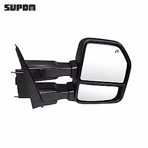 SUPDM Pair Towing Mirrors fit for 2015 2016 2017 2018 2019 Ford F150 Pickup Truck Side Power Heated Towing Mirrors with Turn Signal, Auxiliary Lamp Black Housing