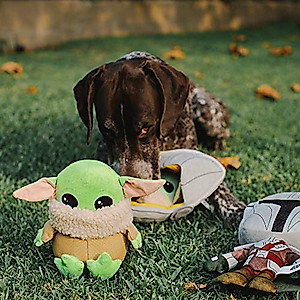 Buckle-Down Dog Toy, Mandalorian, Plush Squeaker Star Wars The Child Sitting Pose, Baby yoda, 8" x 8" (DTPT-SWBIF) for All Breed Sizes