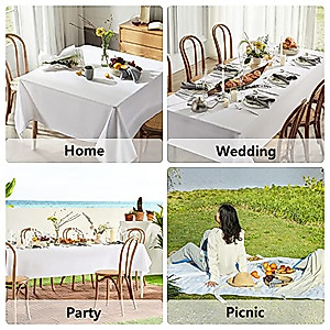 MYSKY HOME 2Pack White Tablecloth 60x84 Inch Rectangle Table Cloth for 4 Feet Table- Wrinkle Resistant Washable Polyester Table Cover for Dining Party and Camping