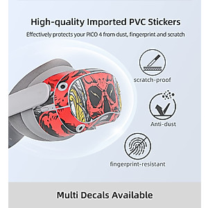 VR Headsets and Controllers Skins Stickers,PVC Sticker Protective Decal Accessories for PICO 4 (2)