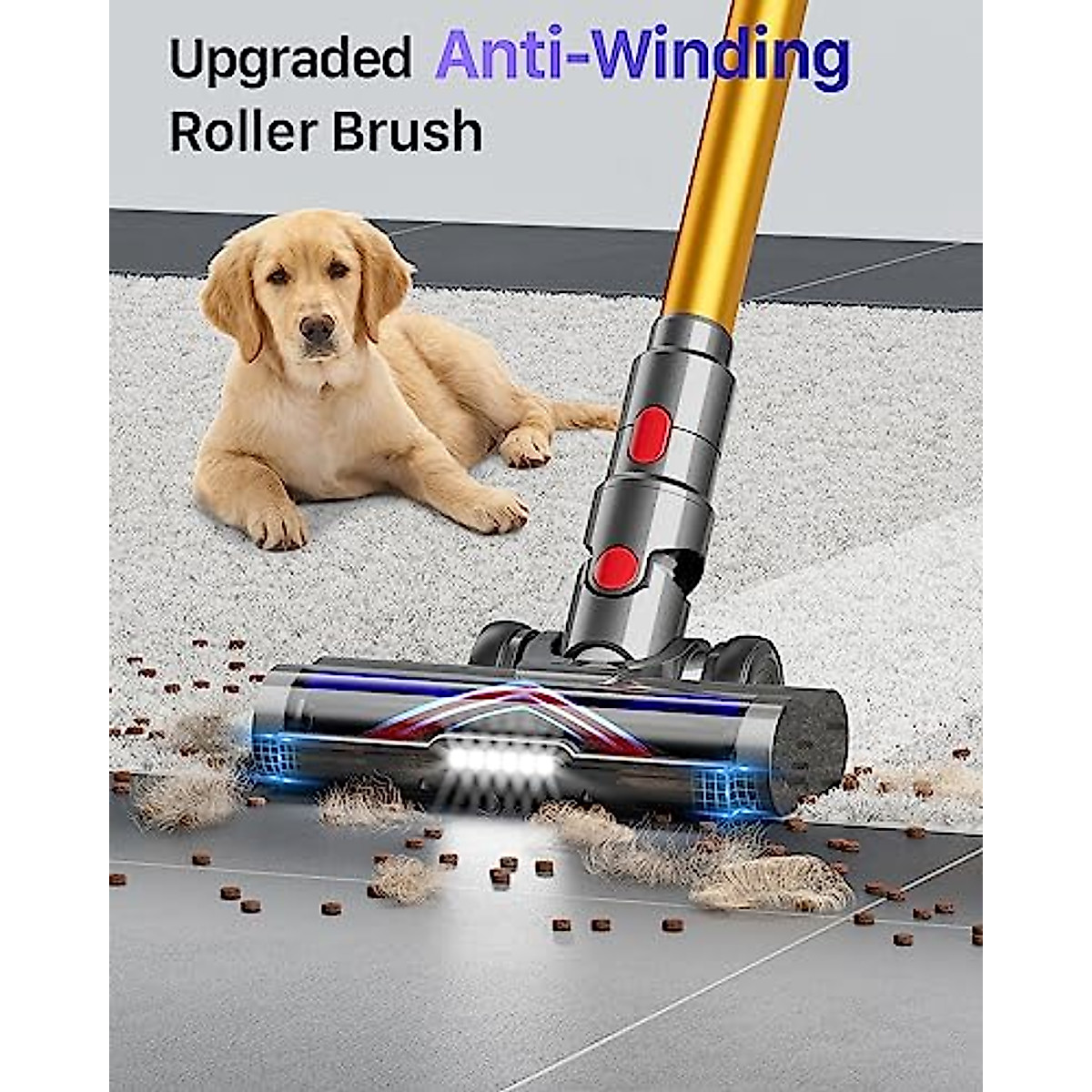 Cordless Vacuum Cleaner, 500W/40Kpa Stick Vacuum Cleaner with Touch Screen, Max 60 Mins Runtime, Anti-Tangle Vacuum Cleaner for Home, 2023 Latest Motor, Wireless Vacuum for Pet Hair/Carpet/Hard Floor