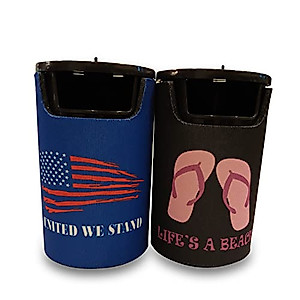Kanzee Can Cooler Sleeves, Insulated Beer Can Sleeve Covers Easy-On Can Cooler Set of 2 - Assorted Color, Machine Washable, Durable, Stitched Fabric Drink at Good Temperature, Blue and Black 12oz