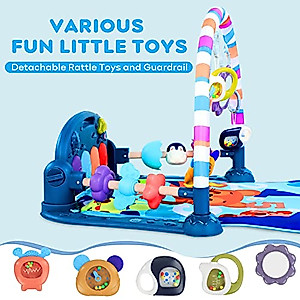 Looxii Baby Play Gym with Tummy Time Water Mat, Baby Play Mat Activity Gym with Music and Lights, Kick and Play Piano Gym for Baby Newborn Infants Toys 0 3 6 12 24 Months Brain Development