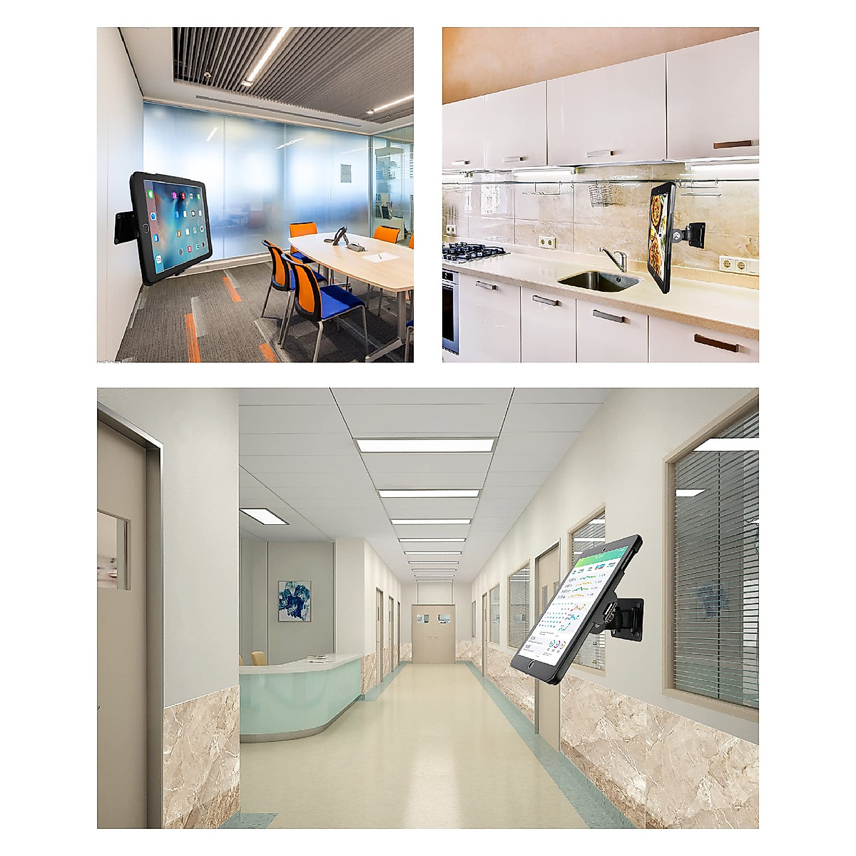 WeSTRUGGLE On Wall Mount bracket for iPad 9.7"(6th,5th,Gen.), 9.7"Air1& 2, iPad 9.7"Pro, Excluding iPad 9.7"(1th,2th,3th,4th,Gen.),Anti Theft Lock , Rotate Design Arbitrary ,Multi Angle, Metal,(Black)