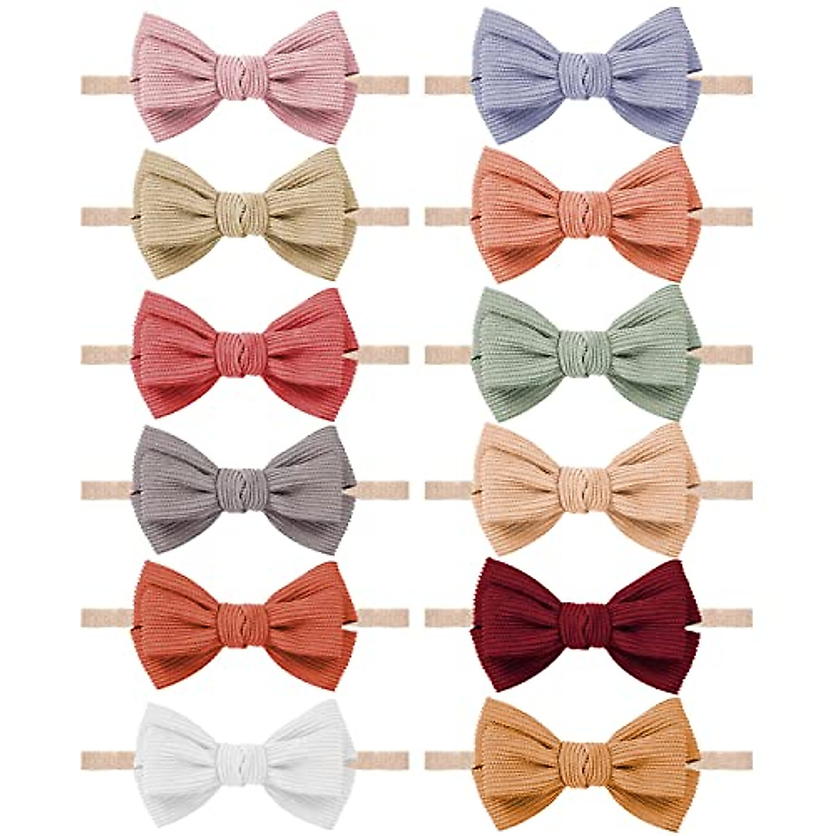 VISBL Baby Girl Headbands and Bows, Newborn Infant Toddler Nylon Elastics Hairbands Hair Accessories