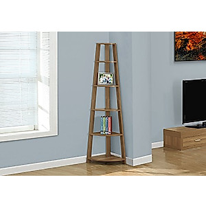 Monarch Specialties , Corner Bookcase, Walnut, 72"H