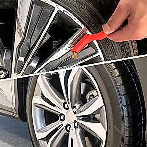 Wire Brush Set, 3 Pcs Stainless Steel/Brass/Nylon Wire Brushes for Cleaning with Curved Handle Grip for Rust Removal, Dirt, Paint Scrubbing(Red)