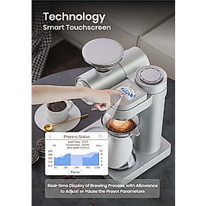 Gevi Professional Barista Coffee Machine | Smart Pour-over Drip Coffee Maker | Programmable Brew & Spin Speed | 51 Precise Grind Settings | Custom Recipes | Fast Heating Brewer for Home and Commercial