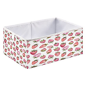 Kigai Strawberries Cube Storage Bins - 11x11x11 in Large Foldable Cubes Organizer Storage Basket for Home Office, Nursery, Shelf, Closet