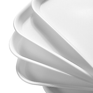 Aebeky Plastic Cafeteria Trays,Fast Food Serving Trays,13"X17",Set of 6(White)