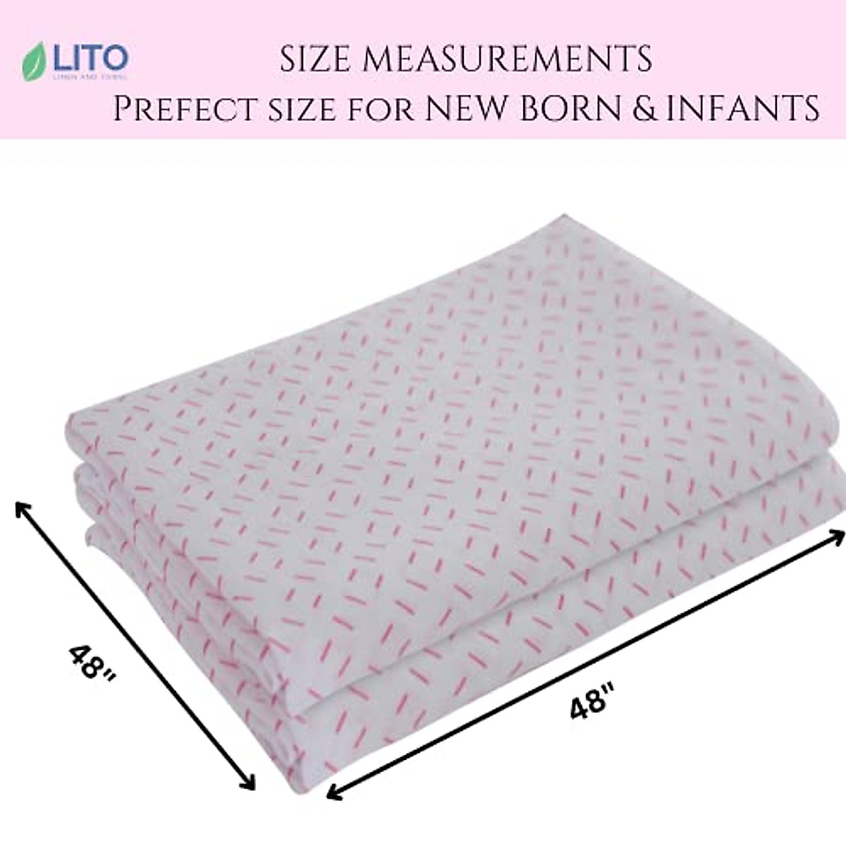 Swaddle Blankets| Receiving Blanket|Organic Cotton Breathable and Skin-Friendly Soft Muslin Swaddle Blankets for Boys| Baby Essentials, Registry & Gift | 48”x48” 2-Pack Pink Lines