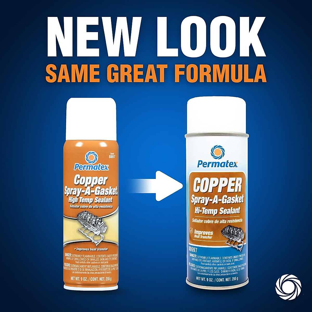 Permatex 80697 Copper Spray-A-Gasket Hi-Temp Adhesive Sealant, 9 oz. net Aerosol Can , Orange