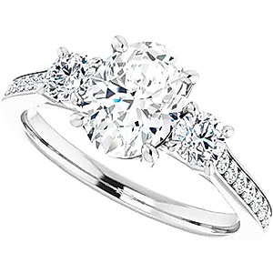 Moissanite World 3-Stone Moissanite Ring Oval 2.0CT, Moissanite Engagement Ring/Moissanite Wedding Ring/Moissanite Bridal Ring Set 925 Sterling Silver Perfact for Gift Or As You Want (7)