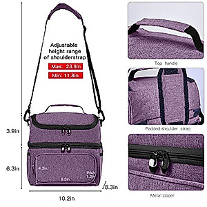 Dual Compartment lunch bag with Shoulder Strap Leakproof Insulated Cooler Bag Tote with Lunchbox Belt for Men Women Adults Work