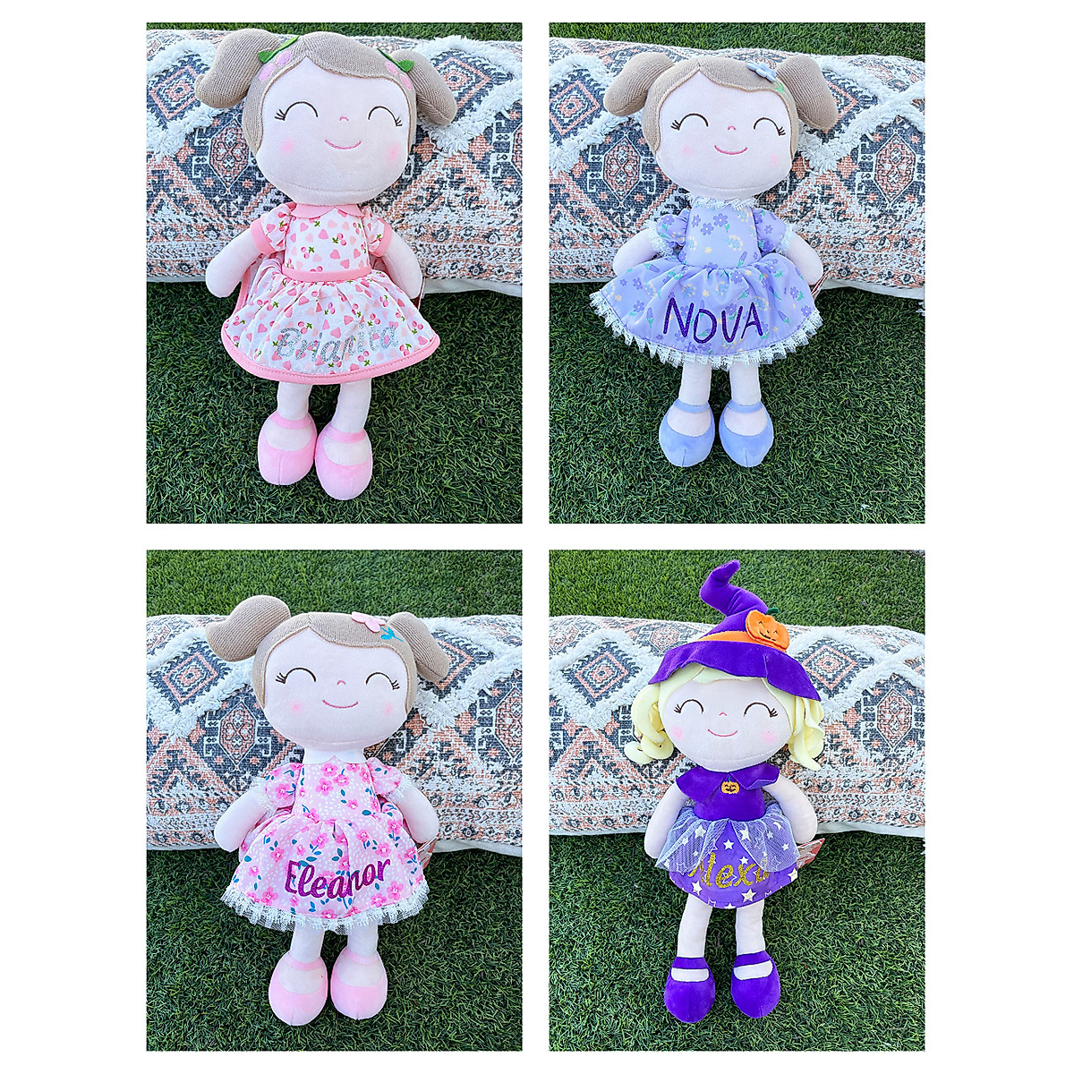 Gloveleya Personalized Doll with Your Name - Cute Gray Cat Custom Soft Plush Doll for Girls Plush Doll Customized Gifts - Muñecas de Trapo Personalizadas para Niñas