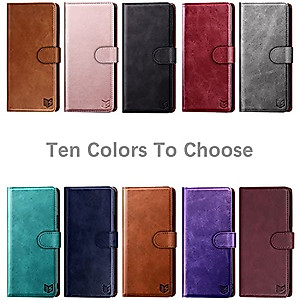 SUANPOT for Samsung Galaxy Note 10+/10 Plus 6.8" with RFID Blocking Leather Wallet case Credit Card Holder, Flip Folio Book Phone case Cover for Women Men for Note10 Plus case Wallet Light Brown