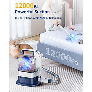 Dog Grooming Vacuum Kit, 3.2L Dust Cup Pet Grooming Vacuum for Dogs Cats with Cordless Clipper, 12000pa 6 Pet Grooming Tools Dog Brush Vacuum for Shedding Home Cleaning, Low Noise Dog Cat Hair Remover