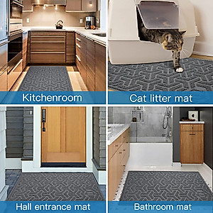 UPSKY Cat Litter Mat, Litter Trapping Mat Soft on Kitty Paws, Large Litter Box Mat 35" x 24" Scatter Control for Cat Litter, Waterproof and Extra Large Litter Box Carpet.