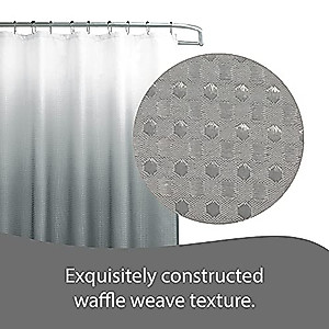 Creative Home Ideas Waffle Shower Curtain Set, 70" x 72", Dark Grey Ombre