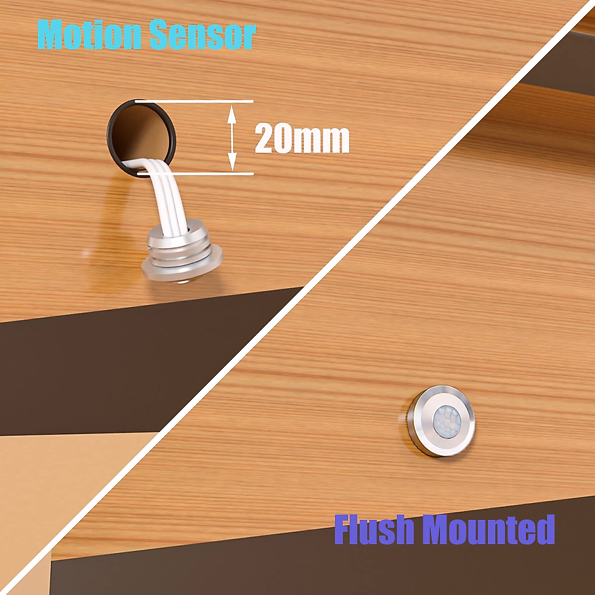 KOMIGAN Intelligent Motion Sensor Cascading Style LED Stair Lighting Kit KMG-3233, 23.6 Inch (60 cm) Length Aluminum LED Light Bar (Warm White 3000K, 16 Stairs)