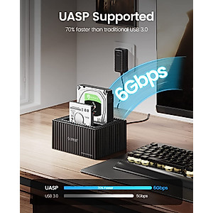 ORICO Dual Hard Drive Docking Station USB 3.2 Gen 1 External Aluminum Hard Drive Docl with Offline Clone for 2.5/ 3.5 inch SSD HDD Up to 18TB-9628C3-C