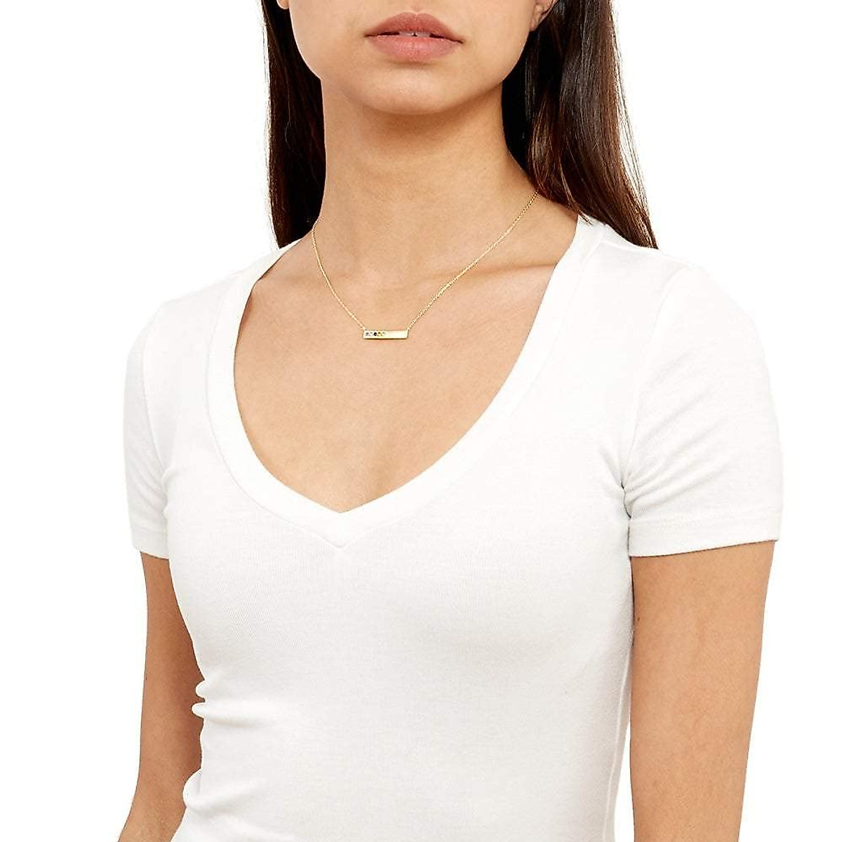 EVE'S ADDICTION Women's Custom 3 Stone Simulated Birthstone Name Bar Necklace (16" with 2" extender) Personalized Mother's Necklace Gift for Mom Grandma - Gifts for Mom