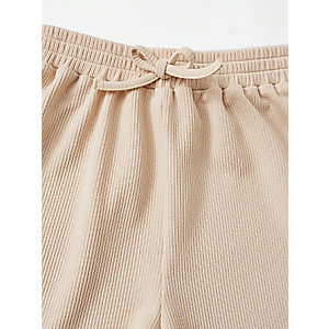 Verdusa Girl's 2 Piece Tracksuit Sets Workout Crop Tank Top and Short Sets Beige 11-12Y