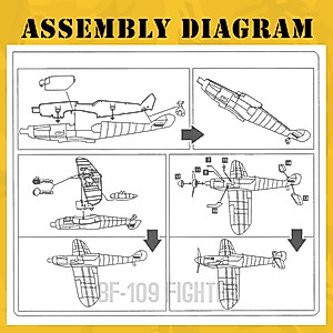 ViiKONDO 1/48 WWII BF109 Fighter German Aircraft Military Warplane Model Building Kit DIY Assembly Jet Gift (04)