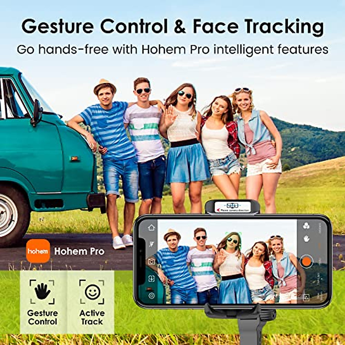 Gimbal Stabilizer for Smartphone, 3-Axis Phone stabilizer with Tripod, Foldable Phone Gimbal for Android and iPhone 14 PRO MAX, Stabilizer for Video Recording with 600° Auto Rotation - hohem iSteady X