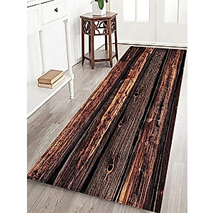 Dark Brown Old Wooden Board Print Memory Foam Bath Rugs and doormats Non Slip Absorbent Super Cozy Flannel Bathroom Rug Carpet 47x18 inches