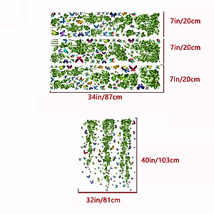 AnFigure Hanging Vine Wall Decals Ivy Leaves Grapevine Wall Stickers Nature Plant Leaf Greenery Leaves Wall Decal Bedroom Living Room Sofa TV Background Wall Decor