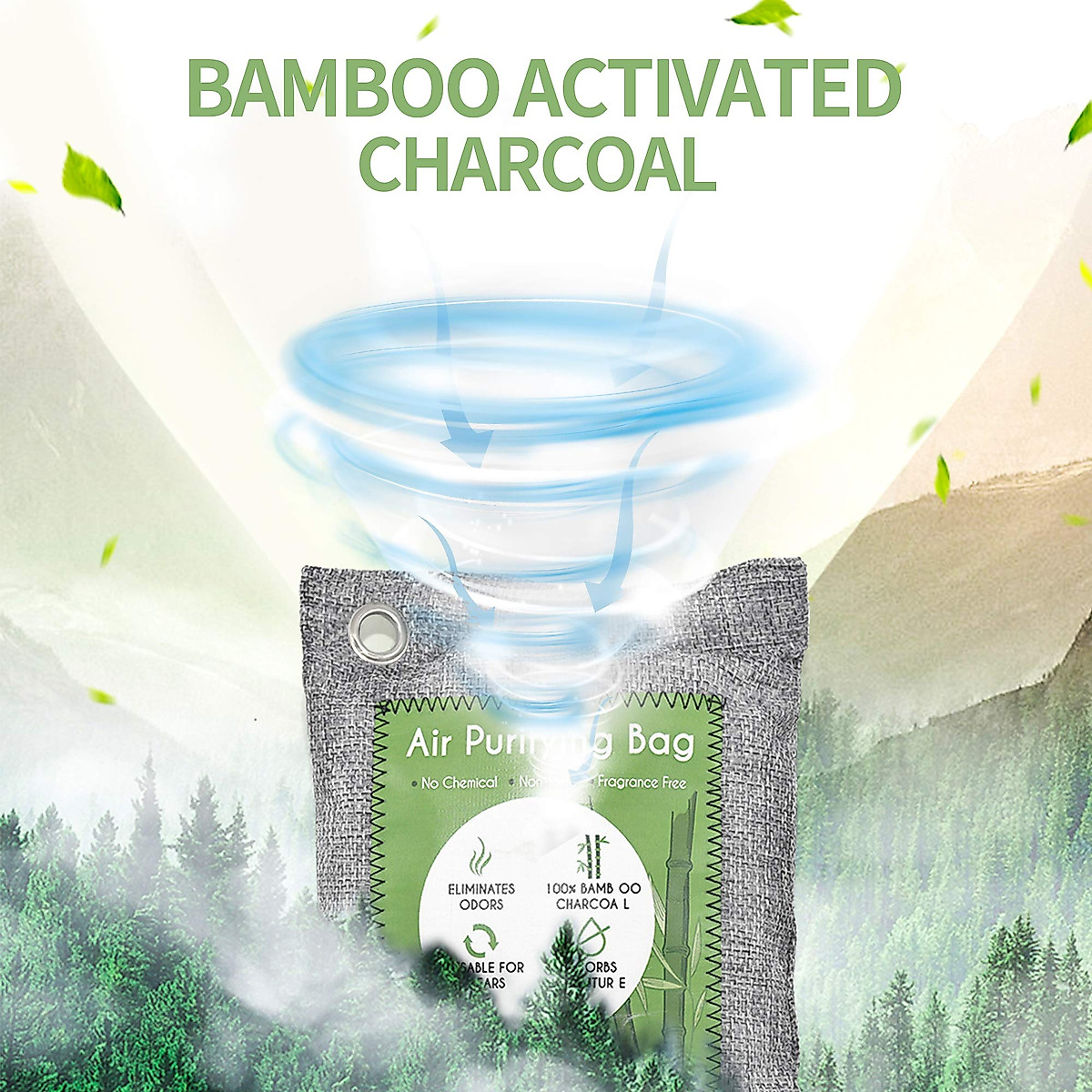 8 Pack Bamboo Charcoal Air Purifying Bag, Activated Charcoal Bags Odor Absorber, Moisture Absorber, Natural Car Air Freshener, Shoe Deodorizer, Odor Eliminators For Home, Pet, Closet, Car