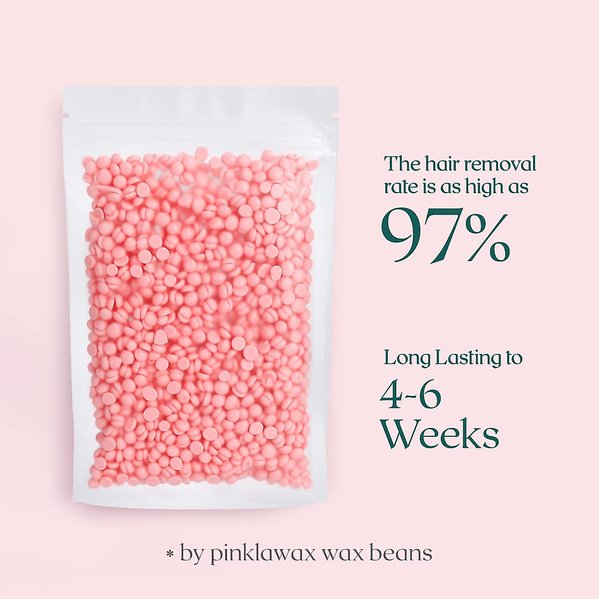 PinkLAwax Hard Wax Beads for Hair Removal, Bikini Wax Beads for Brazilian Waxing, 100g /0.22lb / 3.53 oz Hard Wax Beans with Rose Formula Prefect for Sensitive Skin, Coarse Hair, Bikini, Full Body, Facial and Legs at Home (100g)