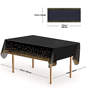 Toplive 4 Pack Plastic Tablecloths for Rectangle Tables, 54”x 108” Disposable Party Table Cloths Rectangular Tables Covers for Birthday Thanksgiving Christmas Wedding Anniversary-Black