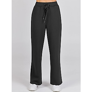 Prinbara Women 2 Piece Outfits Lounge Sets 2024 Winter Oversized Sweatshirt Wide Leg Pant Casual Matching Sweat Set Tracksuit Black Small